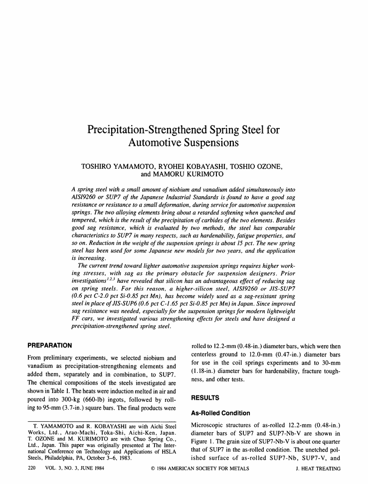 Precipitation Strengthened Spring Steel for Automotive Suspensions ...